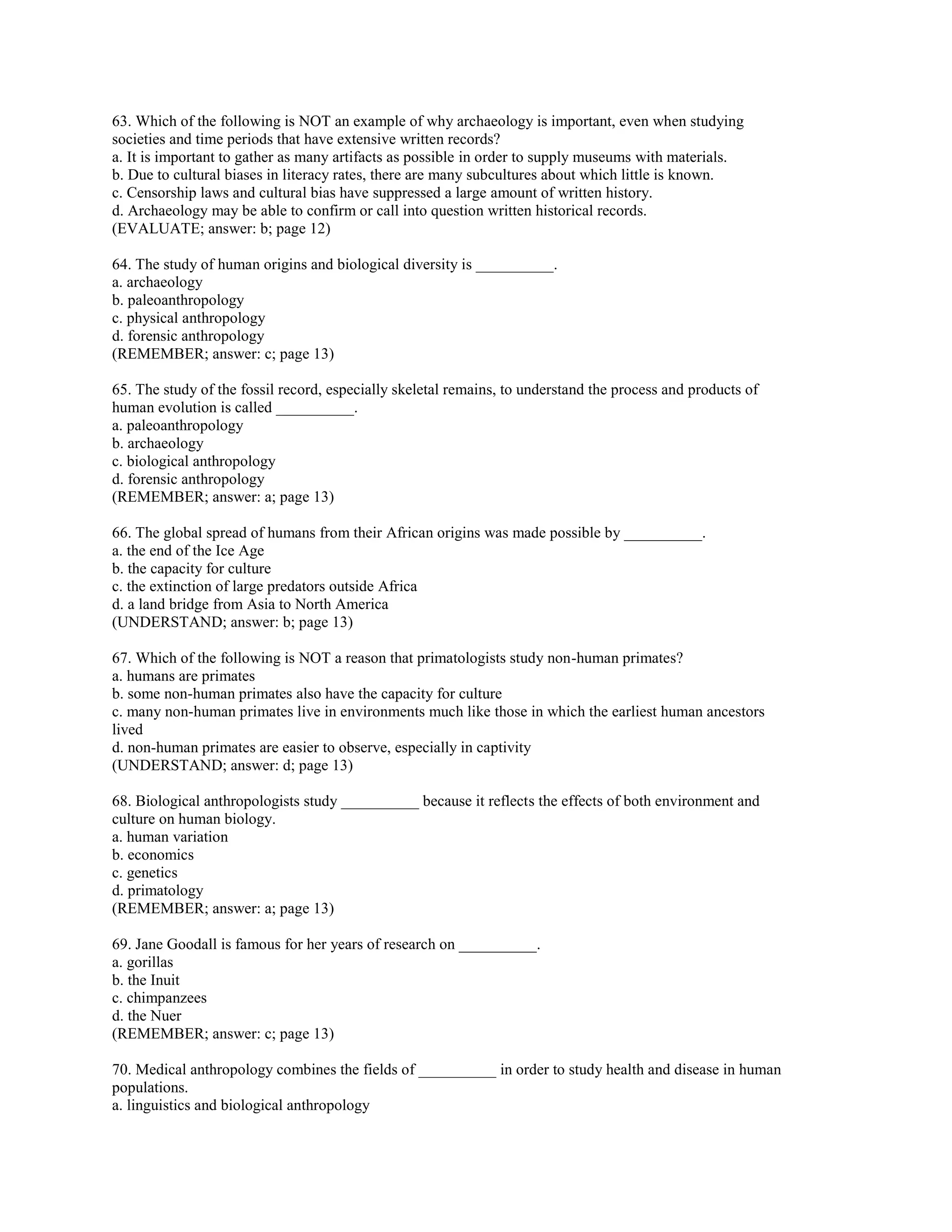 Cultural Anthropology 3rd Edition Bonvillain Test Bank | PDF