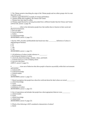 Cultural Anthropology 3rd Edition Bonvillain Test Bank | PDF