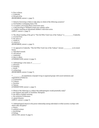 Cultural Anthropology 3rd Edition Bonvillain Test Bank | PDF