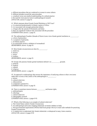 Cultural Anthropology 3rd Edition Bonvillain Test Bank | PDF