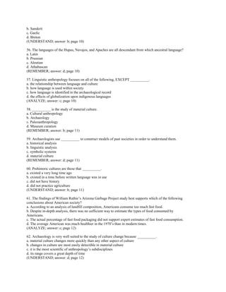 Cultural Anthropology 3rd Edition Bonvillain Test Bank | PDF