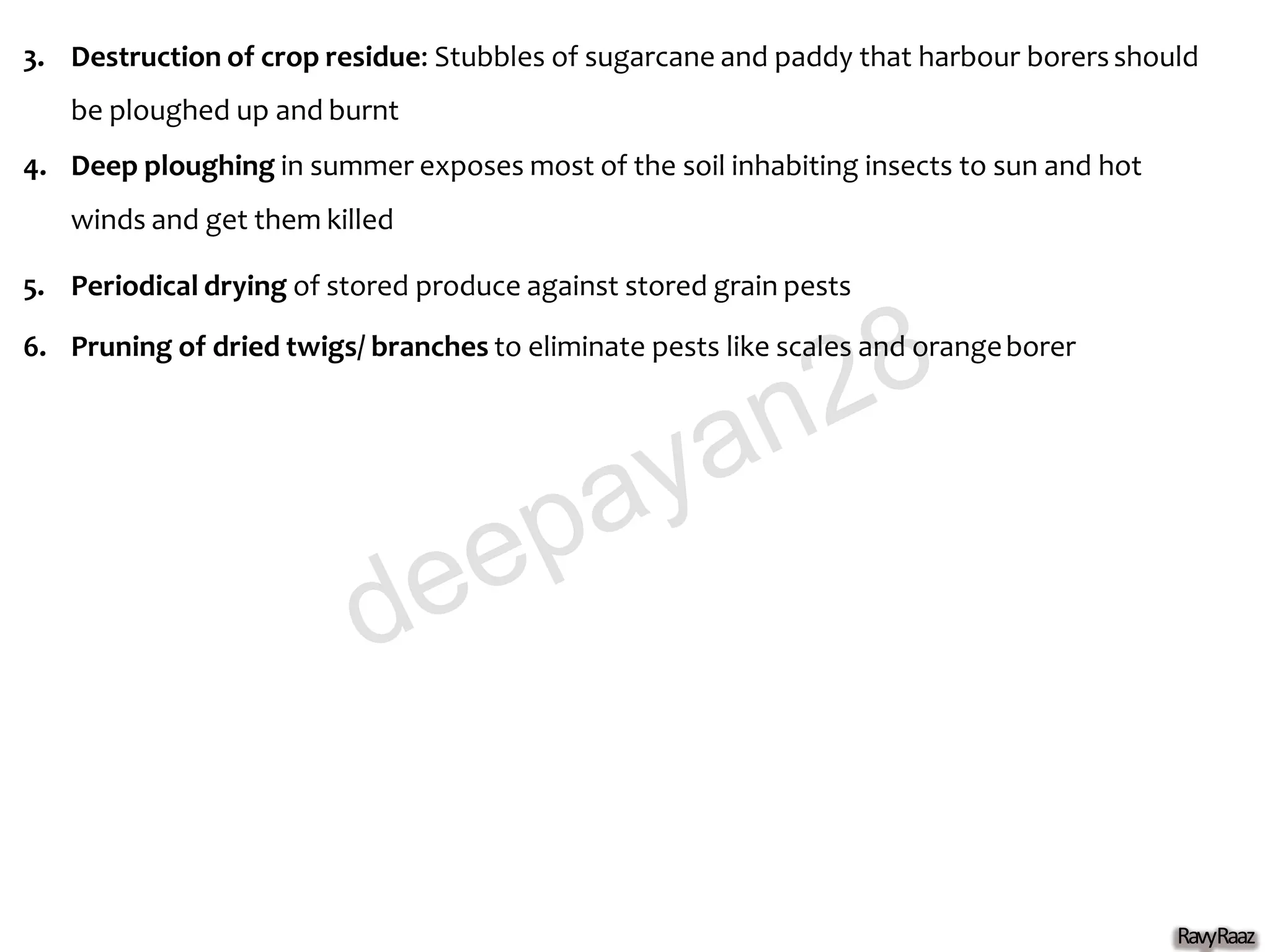 Cultural Pest control methods - Agricuture | PDF