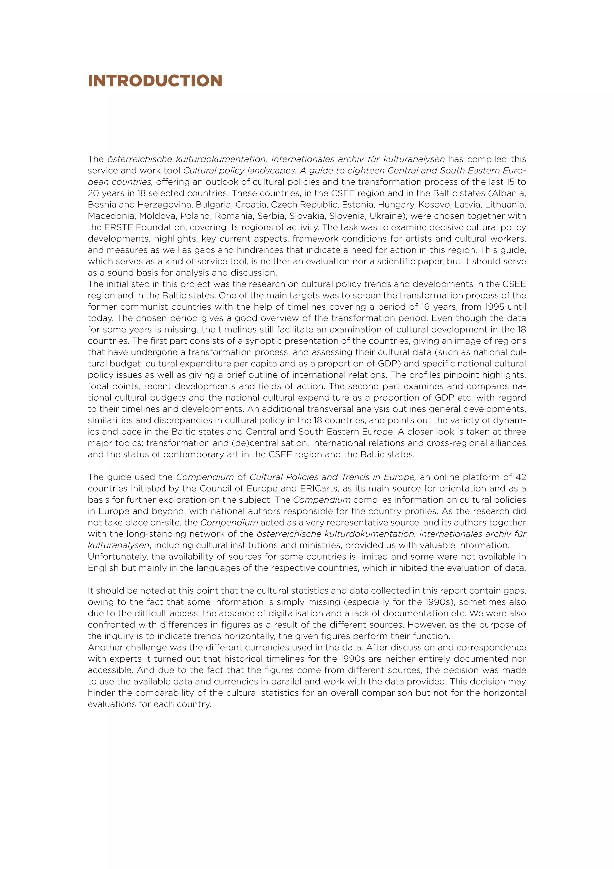 Cultural policy landscapes - A guide to eighteen Central and South ...