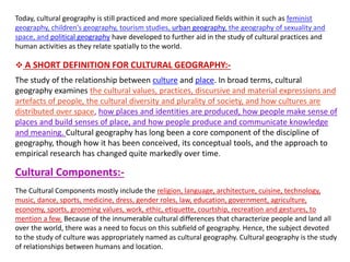 Definition, Evolution and approaches of cultural geography. | PPTX