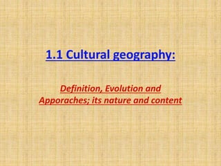 Cultural Geography