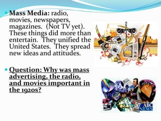 Cultural achievements of the 1920's 2010 | PPTX