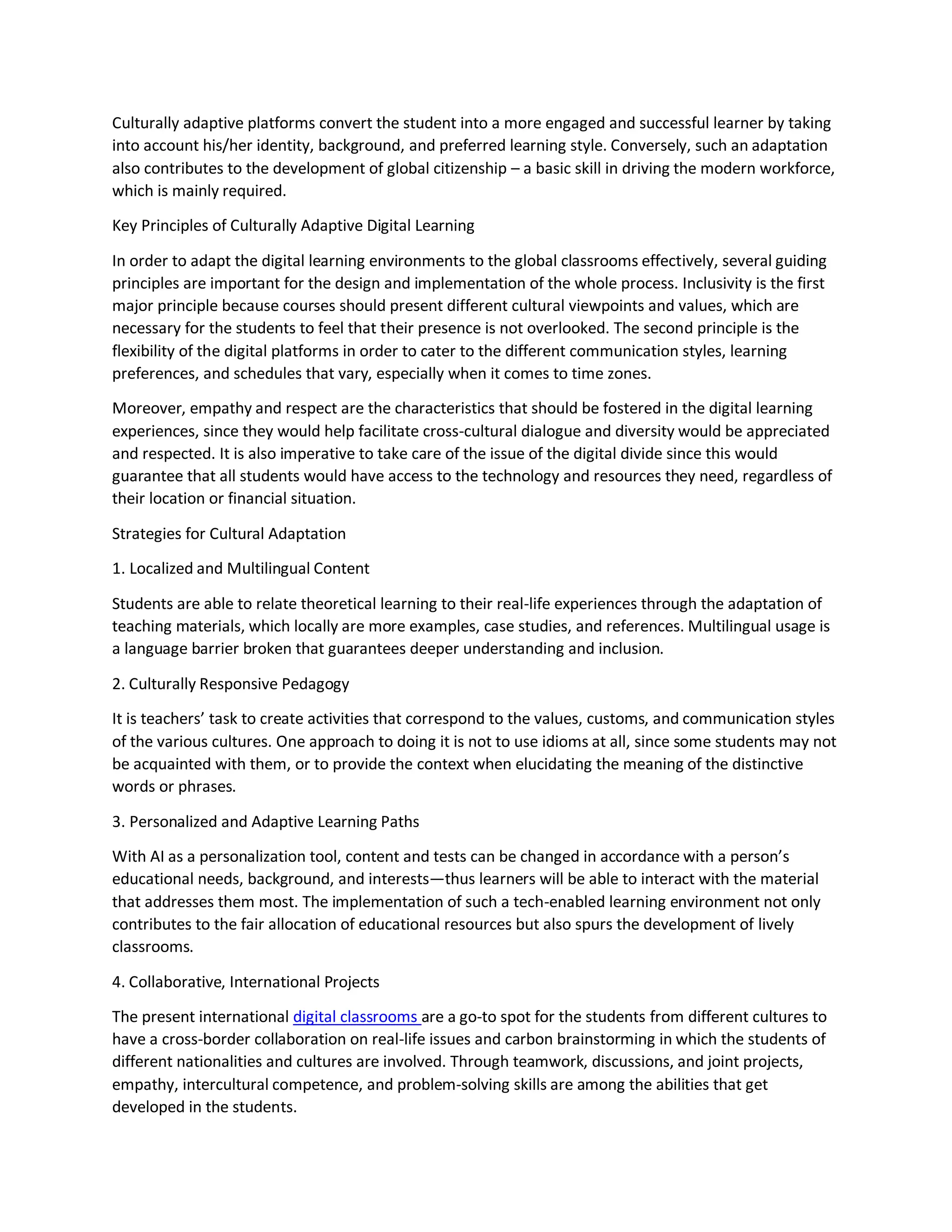 Evolution of Digital Learning for Global Classrooms Through Culture | PDF