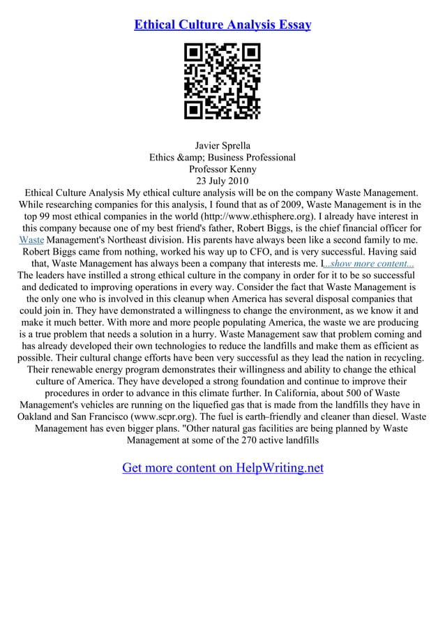 Cultural Analysis Essay | PDF