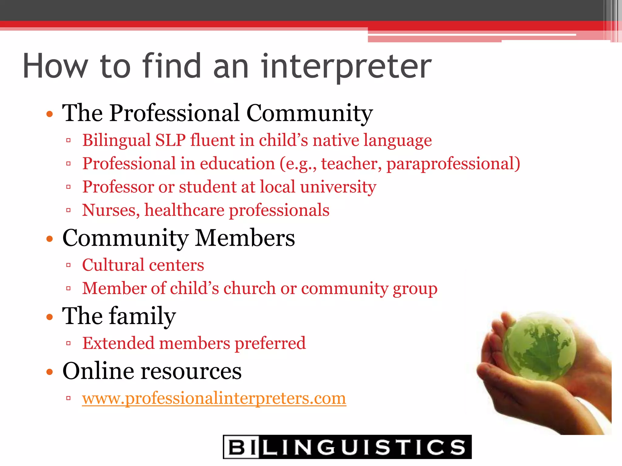 Cultural and language Considerations for Working with Interpreters | PDF