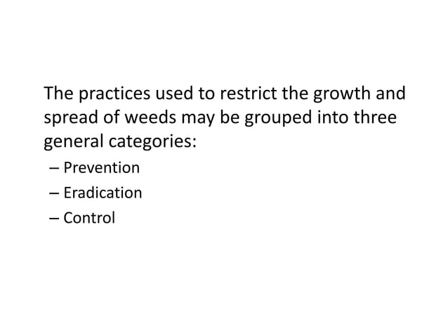 Cultural and Mechanical Control of Weeds | PPTX | Agriculture | Industries