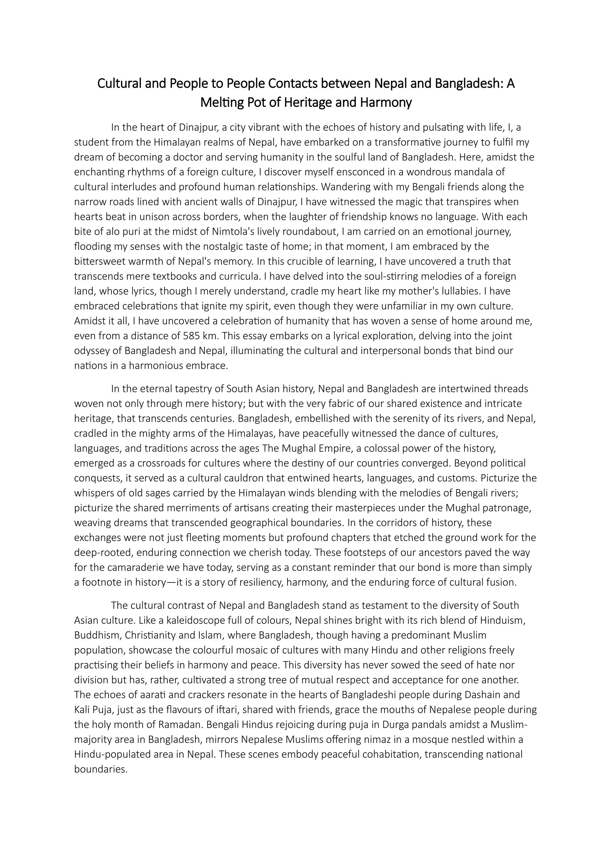 Cultural and People to People Contacts between Nepal and Bangladesh.docx