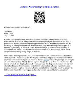 Cultural Appropriation In Anthropology | PDF