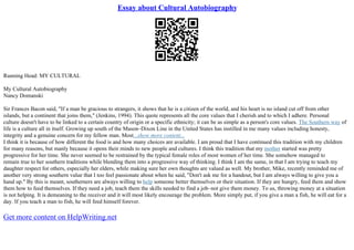 Cultural Autobiography | PDF