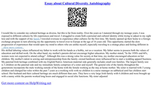 Cultural Autobiography | PDF