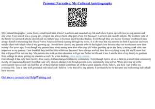 Cultural Autobiography | PDF