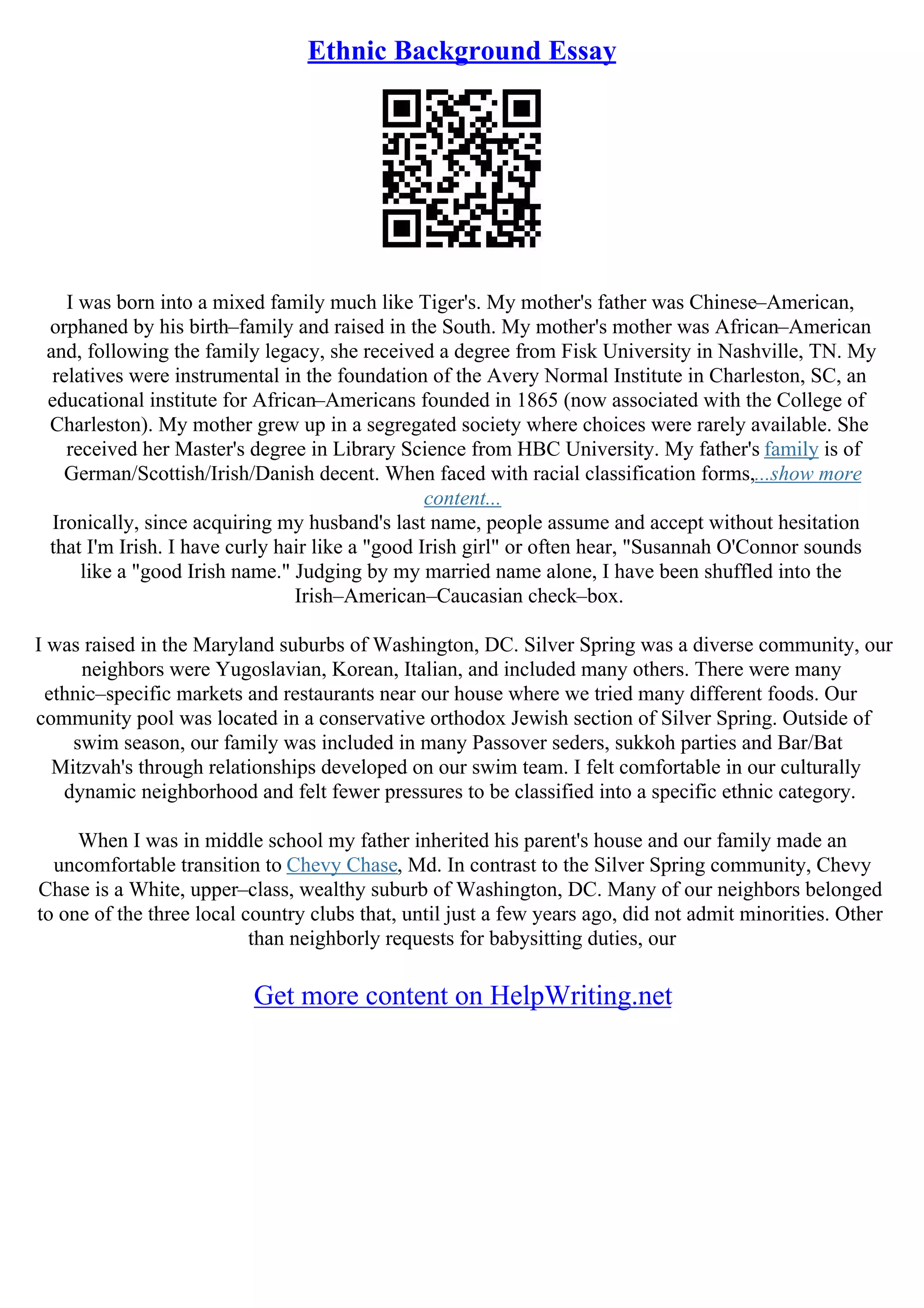 Cultural Background Essay | PDF