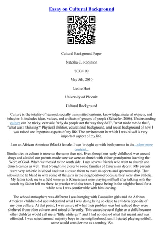 Cultural Background Essay | PDF