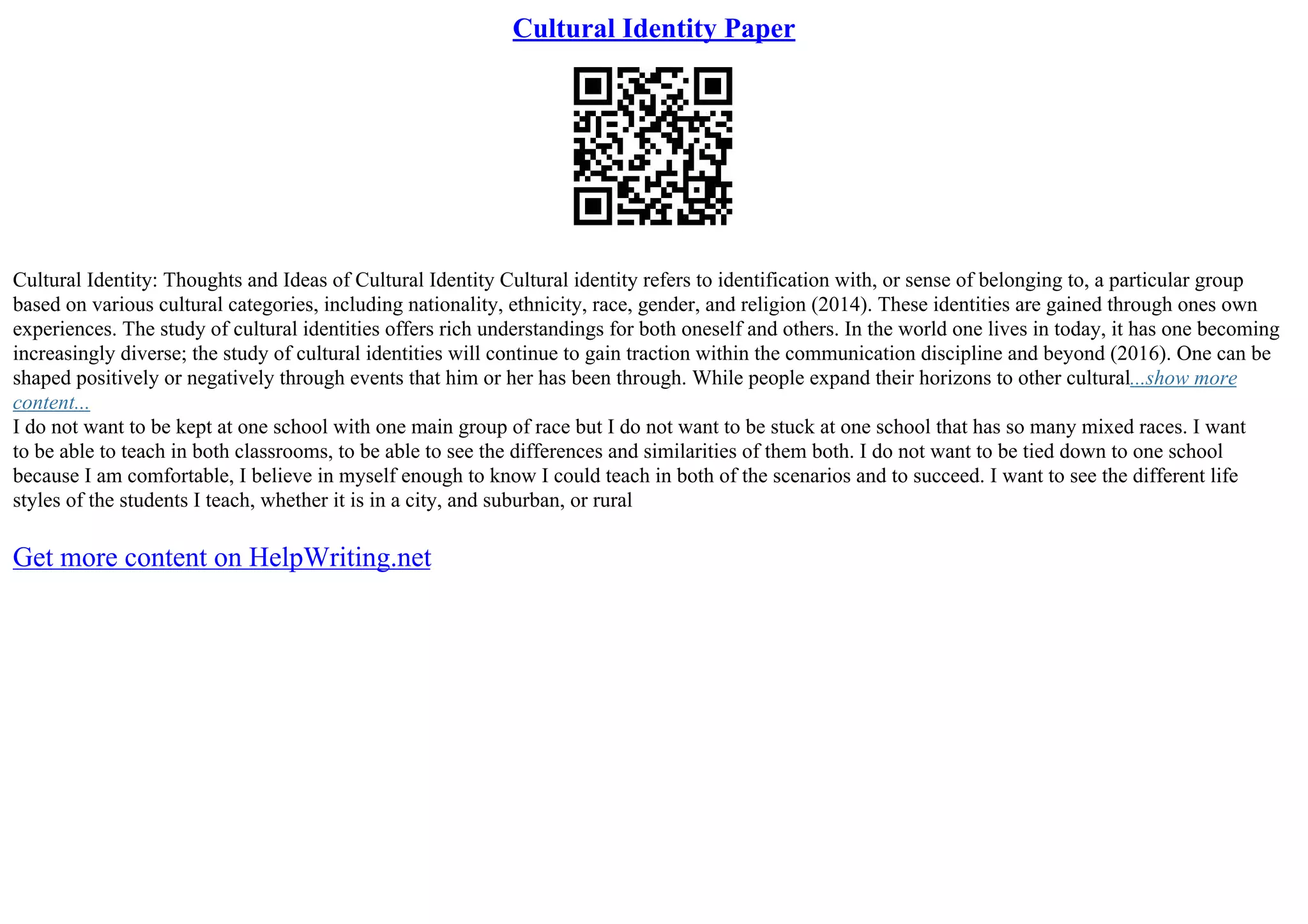 Cultural Background Paper | PDF