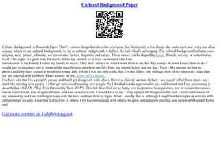 Cultural Background Paper | PPT