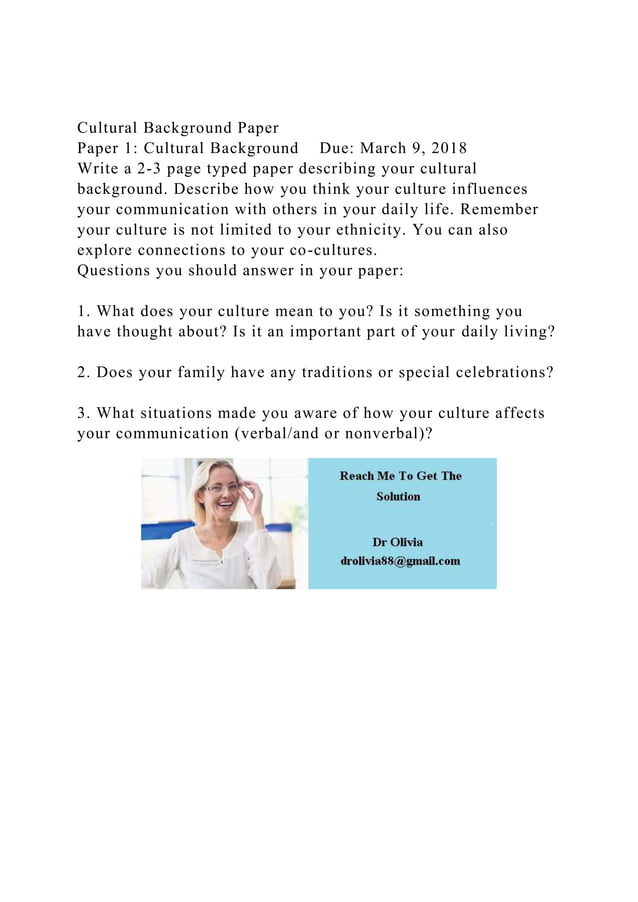 Cultural Background Paper Paper 1 Cultural Background Due M.docx