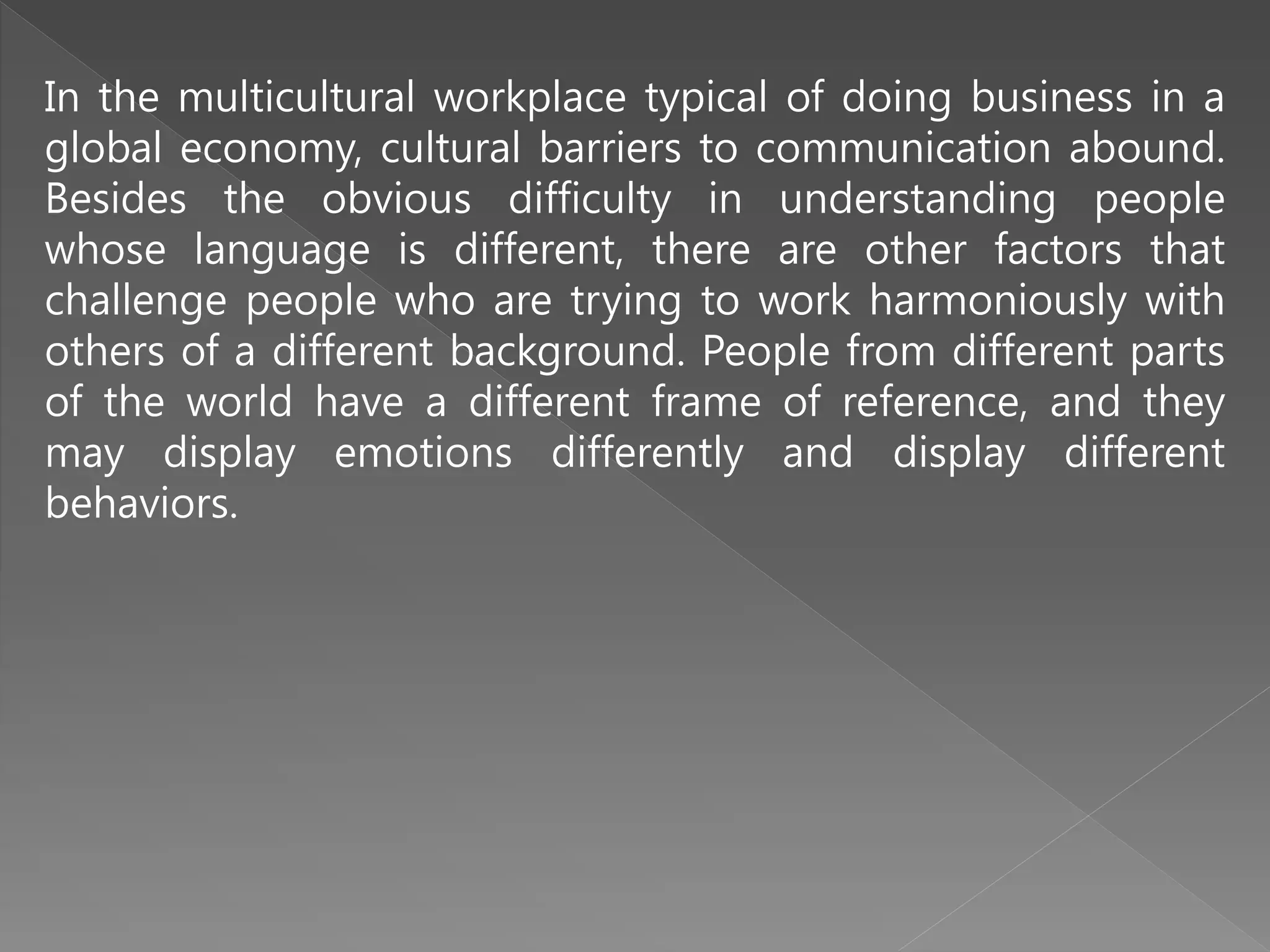 Cultural barriers to communication | PPTX | Business and Finance