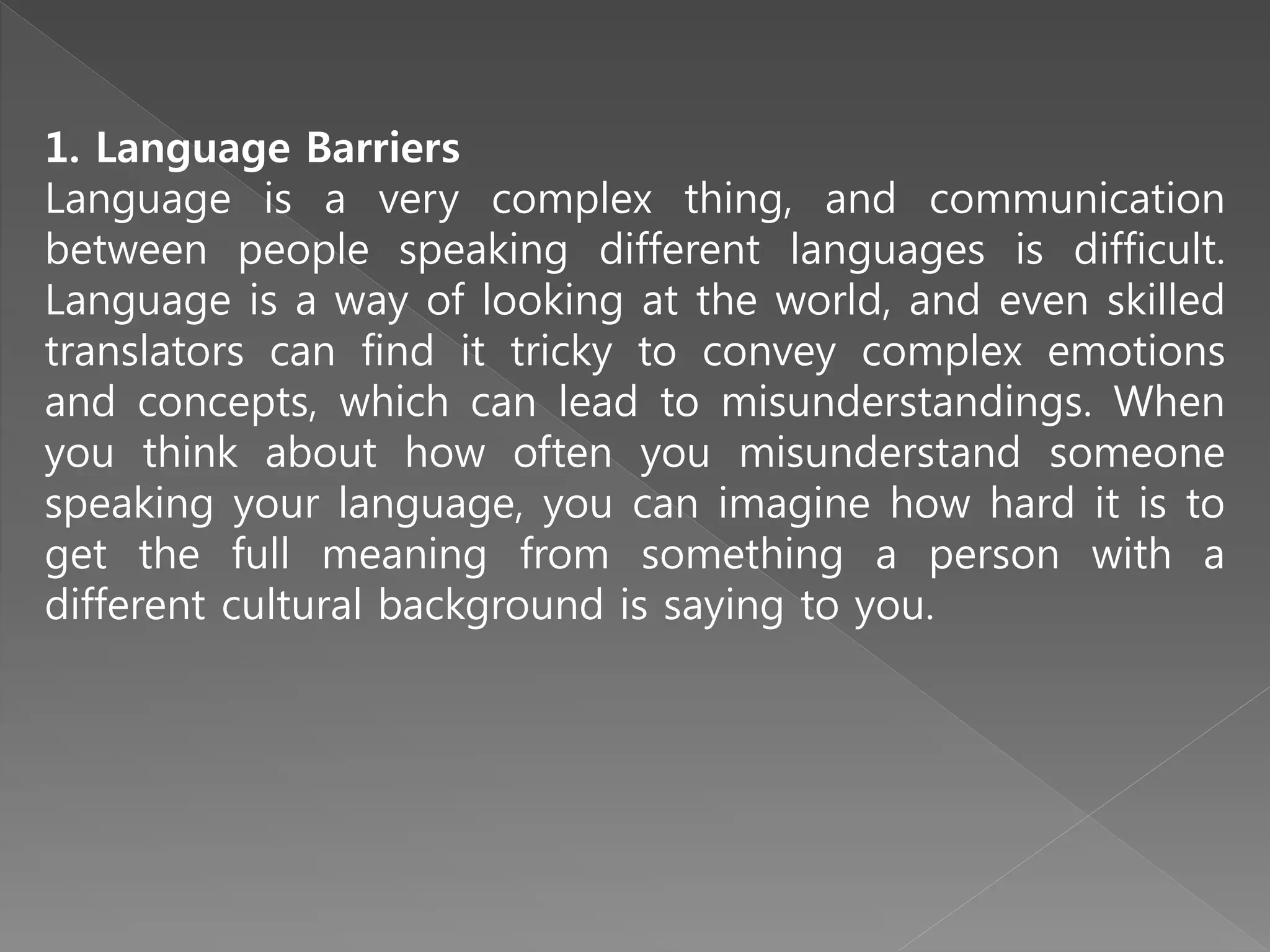 Cultural barriers to communication | PPTX | Business and Finance