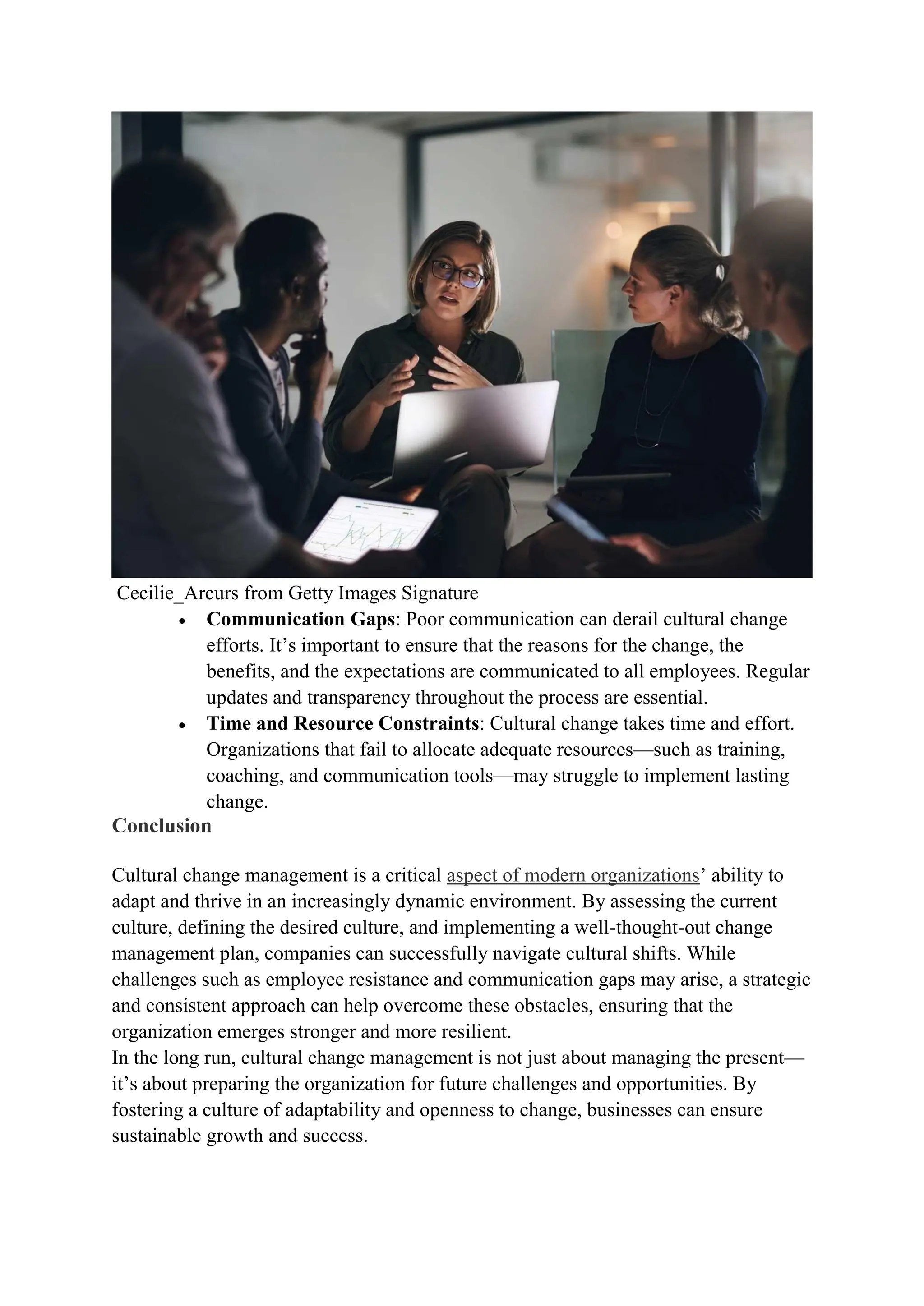 5 Key Steps in Cultural Change Management | Visionary CIOs | PDF