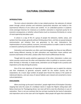 Cultural colonialism | DOCX