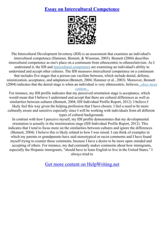 Cultural Competence Essay | PDF