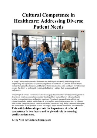 Cultural Competence in Healthcare.pdf | Healthcare Industry | Industries