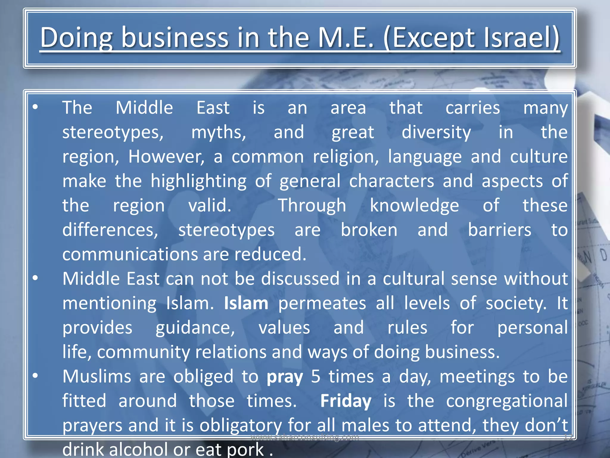 Cultural competence for doing business in The Middle East | PPTX