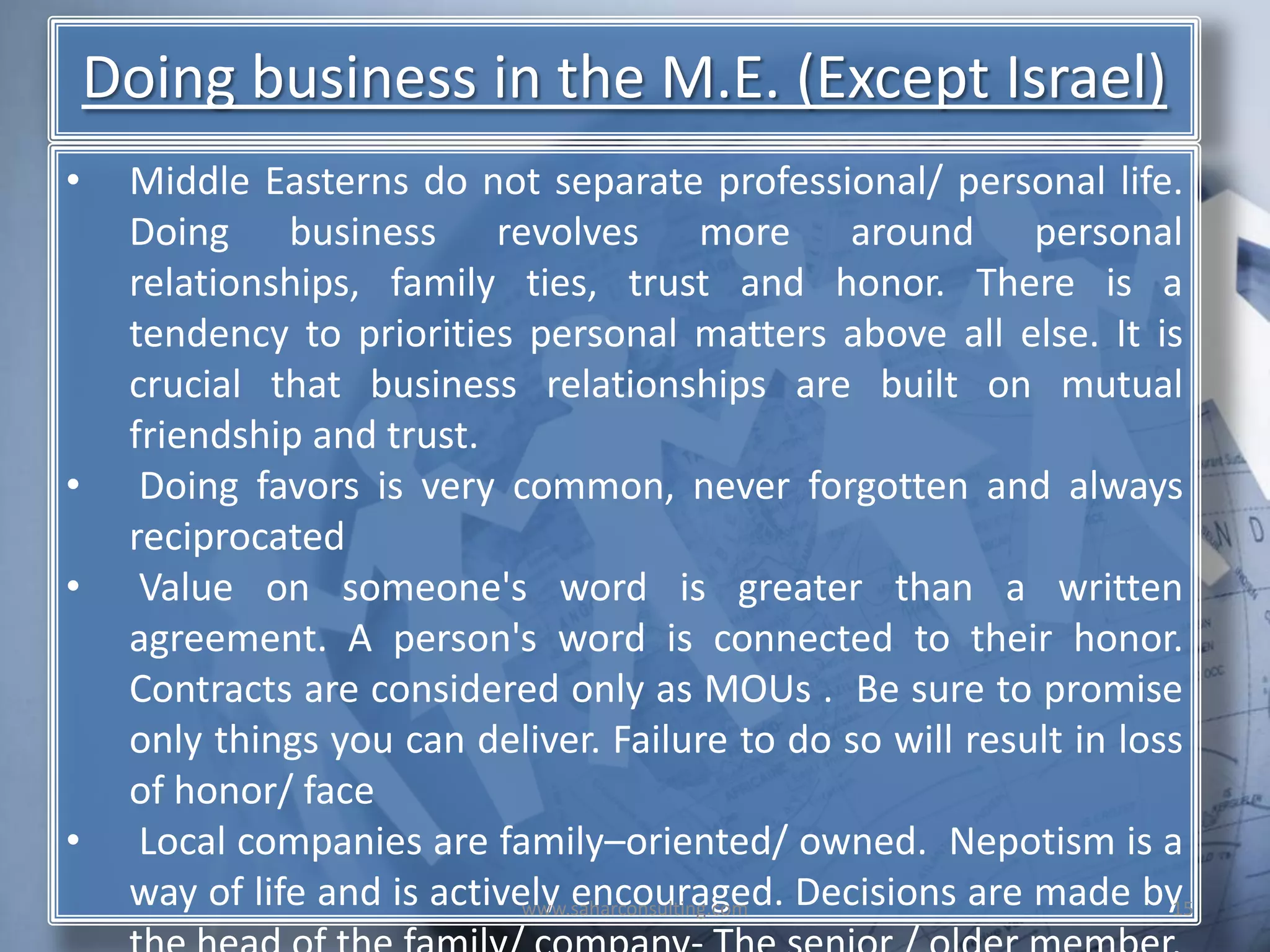 Cultural competence for doing business in The Middle East | PPTX