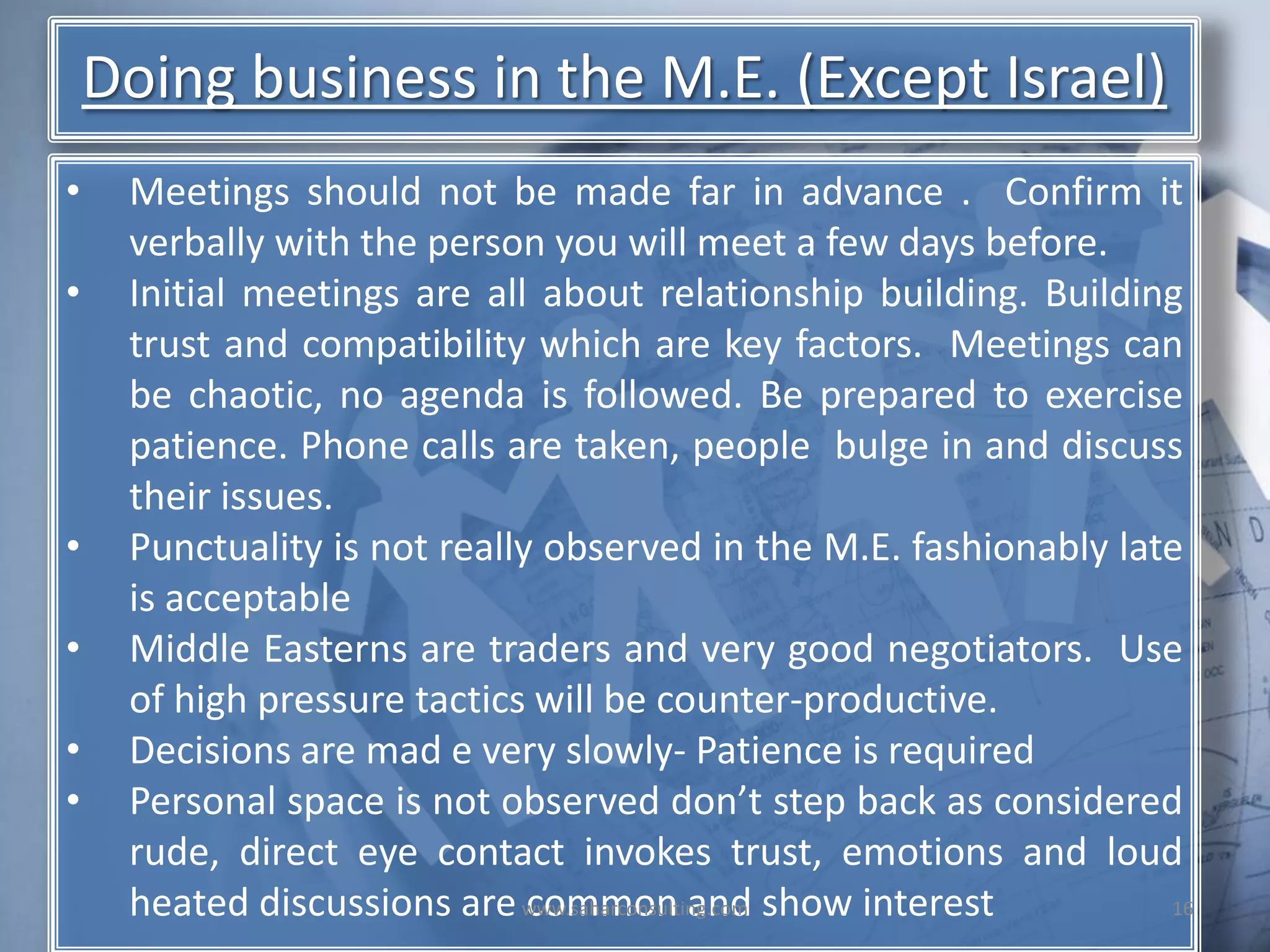 Cultural competence for doing business in The Middle East | PPTX