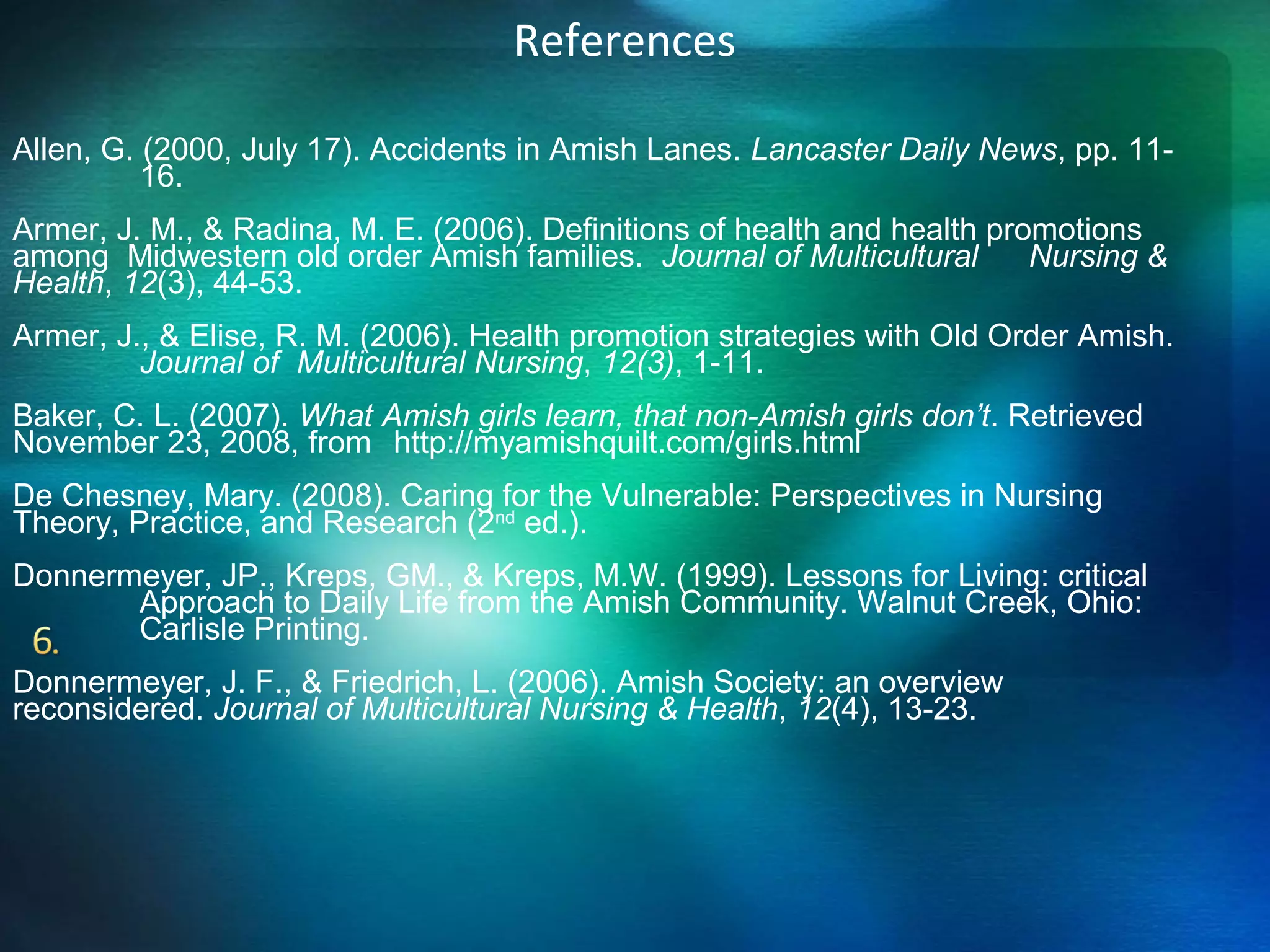 Cultural competence in Healthcare: Amish Culture | PPT