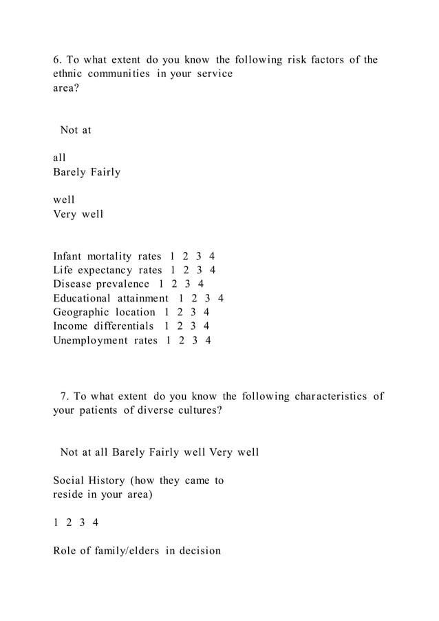 Cultural Competence Self-Assessment Tool This questionnaire | DOCX ...