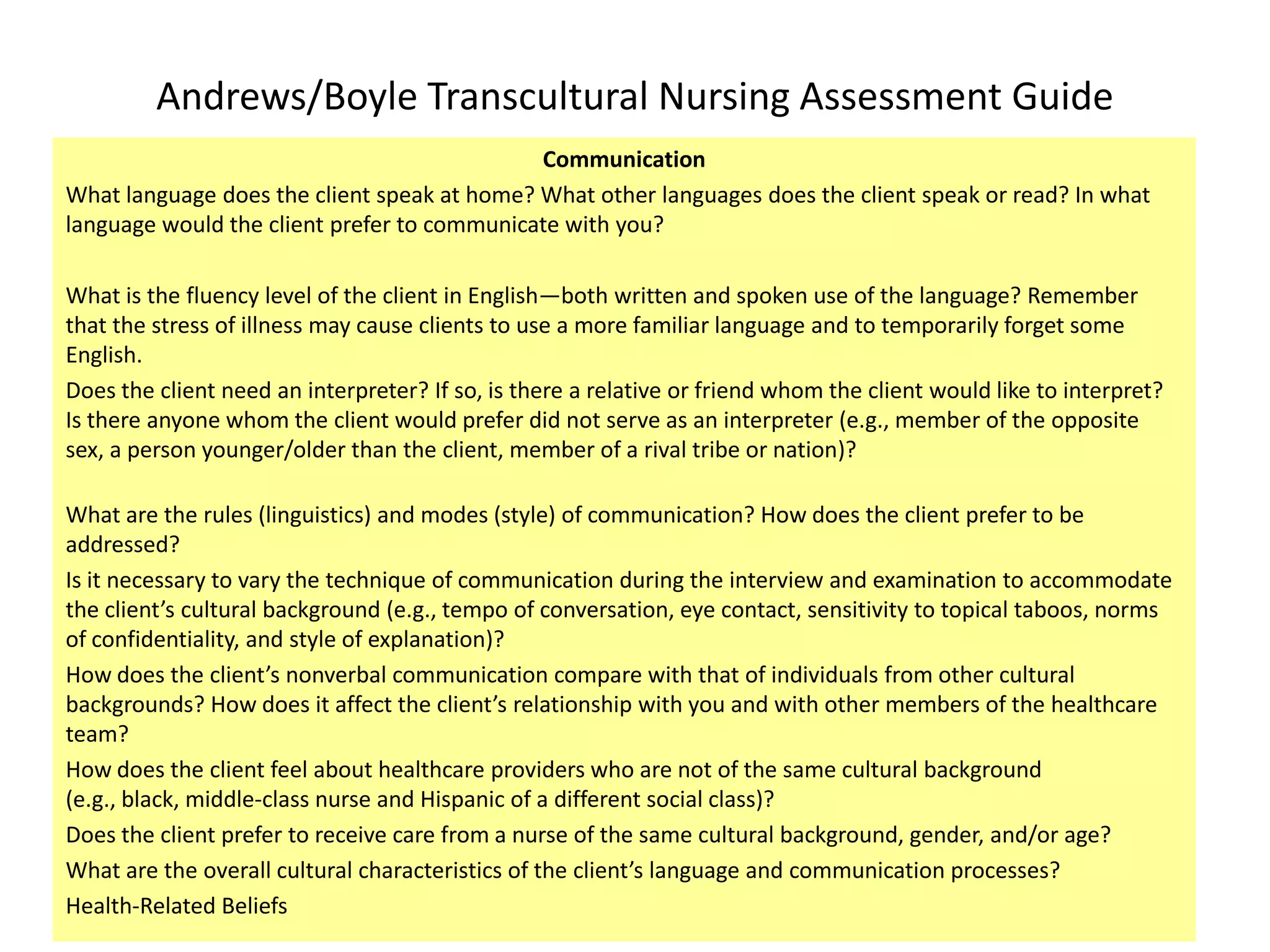 Cultural concerns in nursing | PPTX