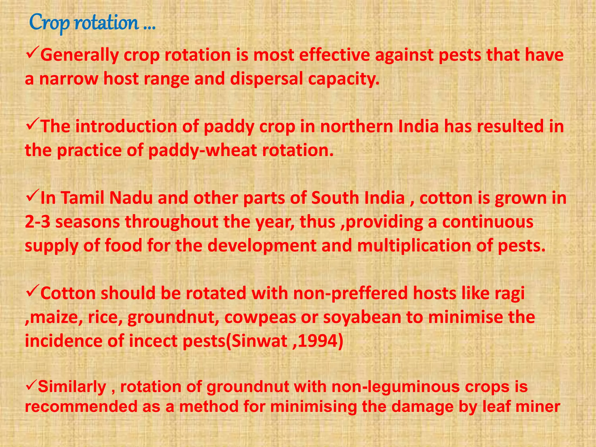 CULTURAL CONTROL of insect pest | PPTX