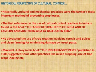 CULTURAL CONTROL of insect pest | PPTX