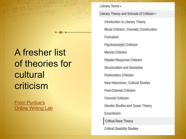 Cultural criticism slides 2020 | PPT