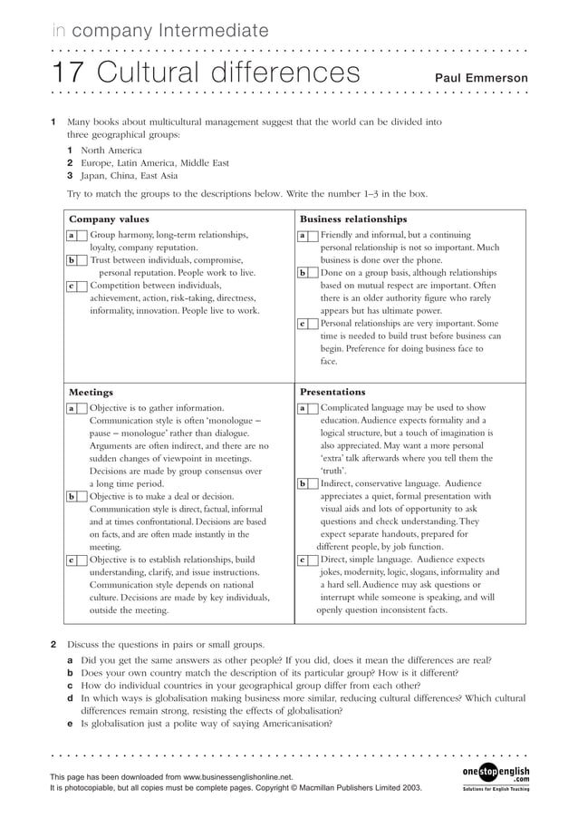 Cultural differences countries | PDF