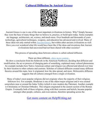 Cultural Diffusion Essay | PDF