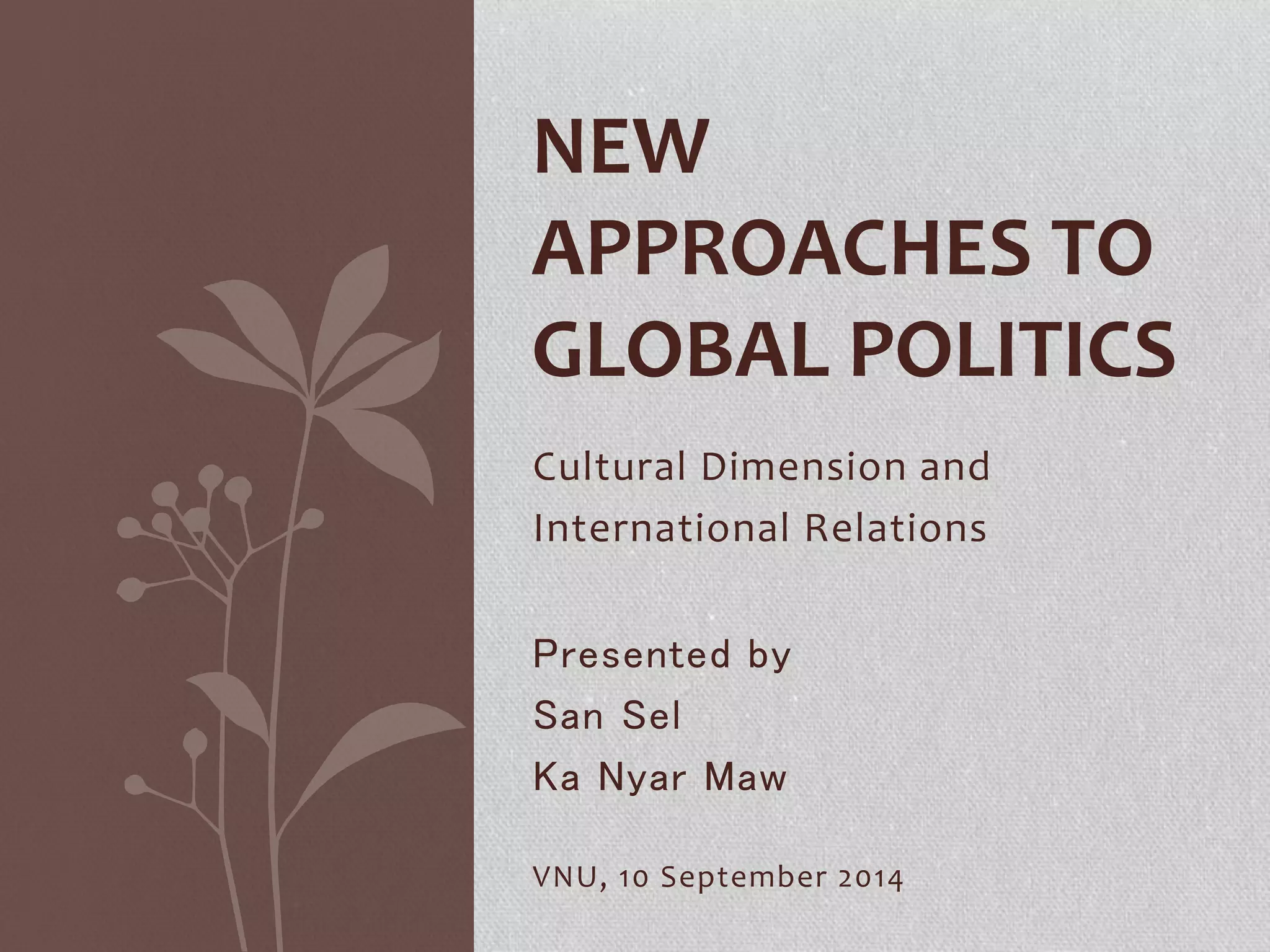 Cultural dimension and international relations | PPTX