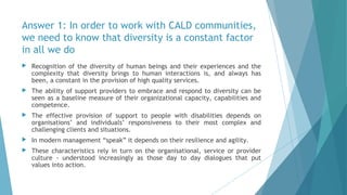 Cultural diversity competency framework for disability services | PPT