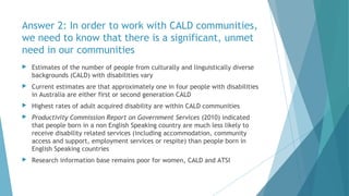 Cultural diversity competency framework for disability services | PPT