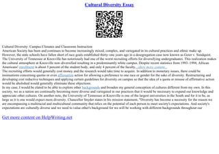 Cultural Diversity Presentation Essay | PPT