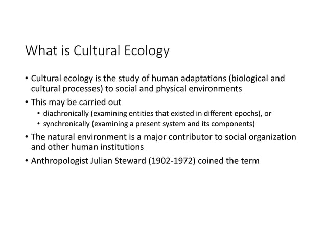 Cultural Ecology Mb Ppt Pdf