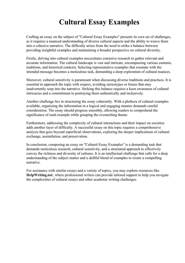 Cultural Essay Examples. Young Harris College | PDF