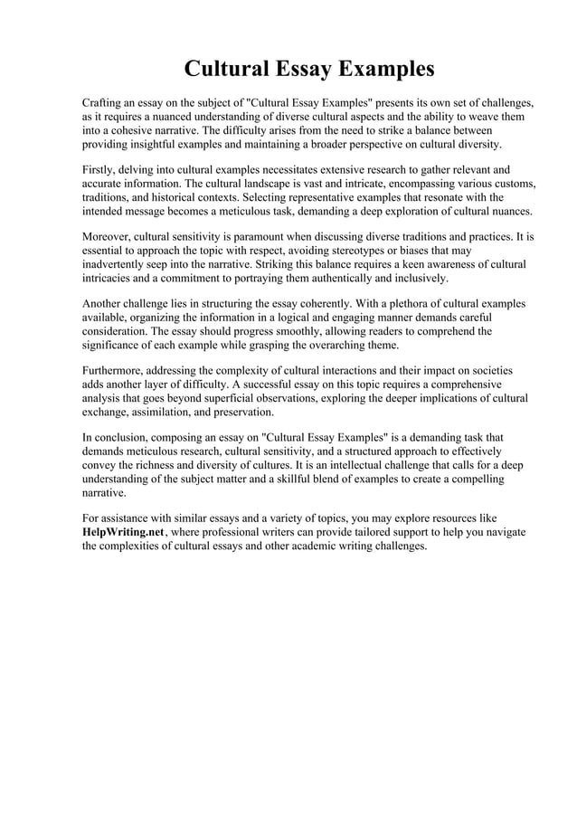 Cultural Essay Examples | PDF