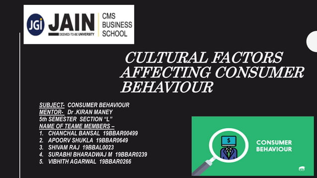 Cultural factors affecting consumer behaviour | PPT