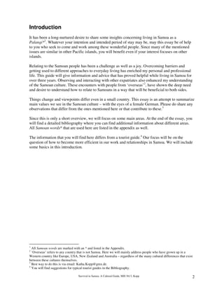 Cultural guide samoa katrina | PDF | Travel Preparation and Advice | Travel